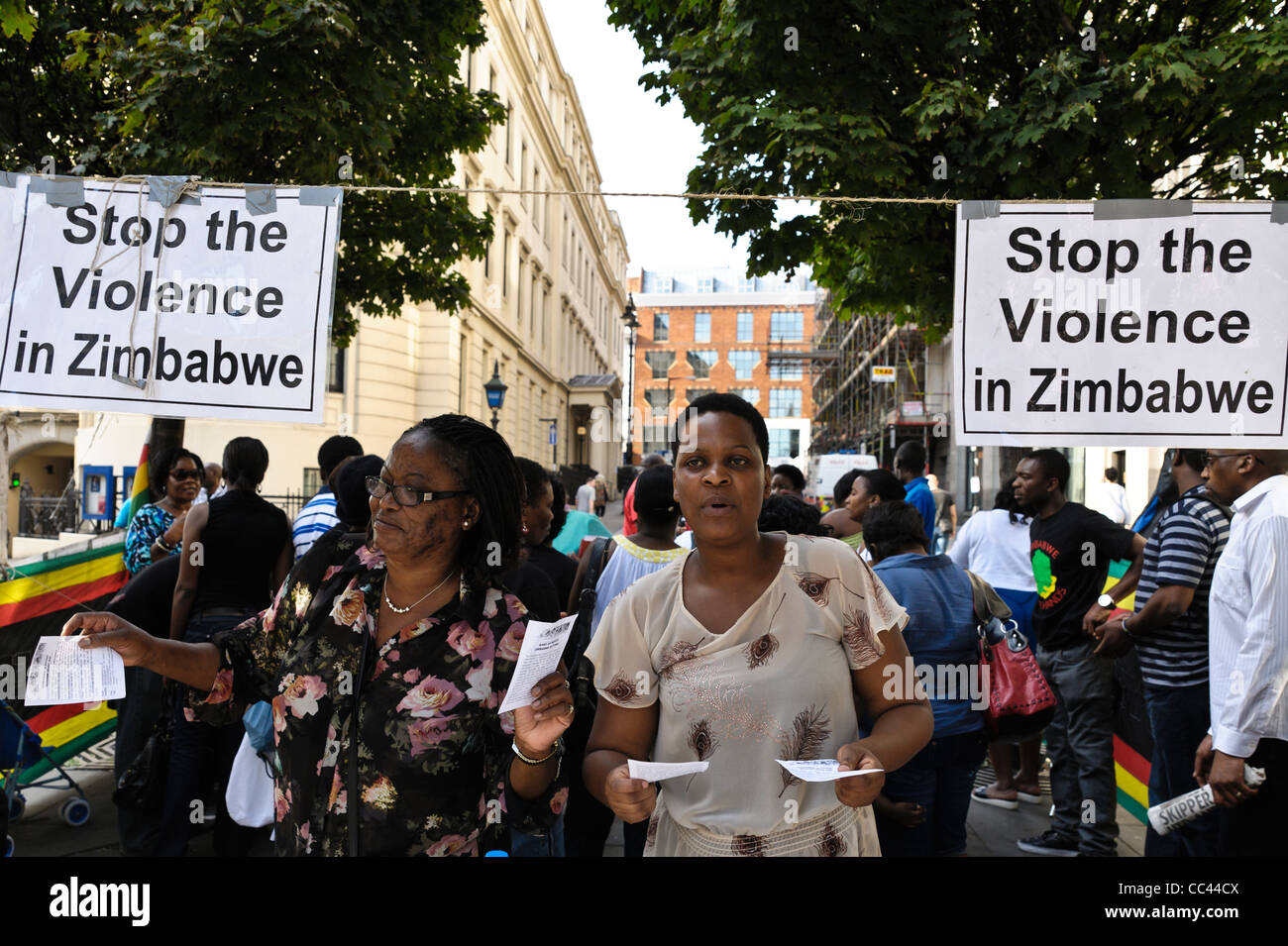 Weekly protest outside the Zimbabwe embassy in The Strand, London Stock ...