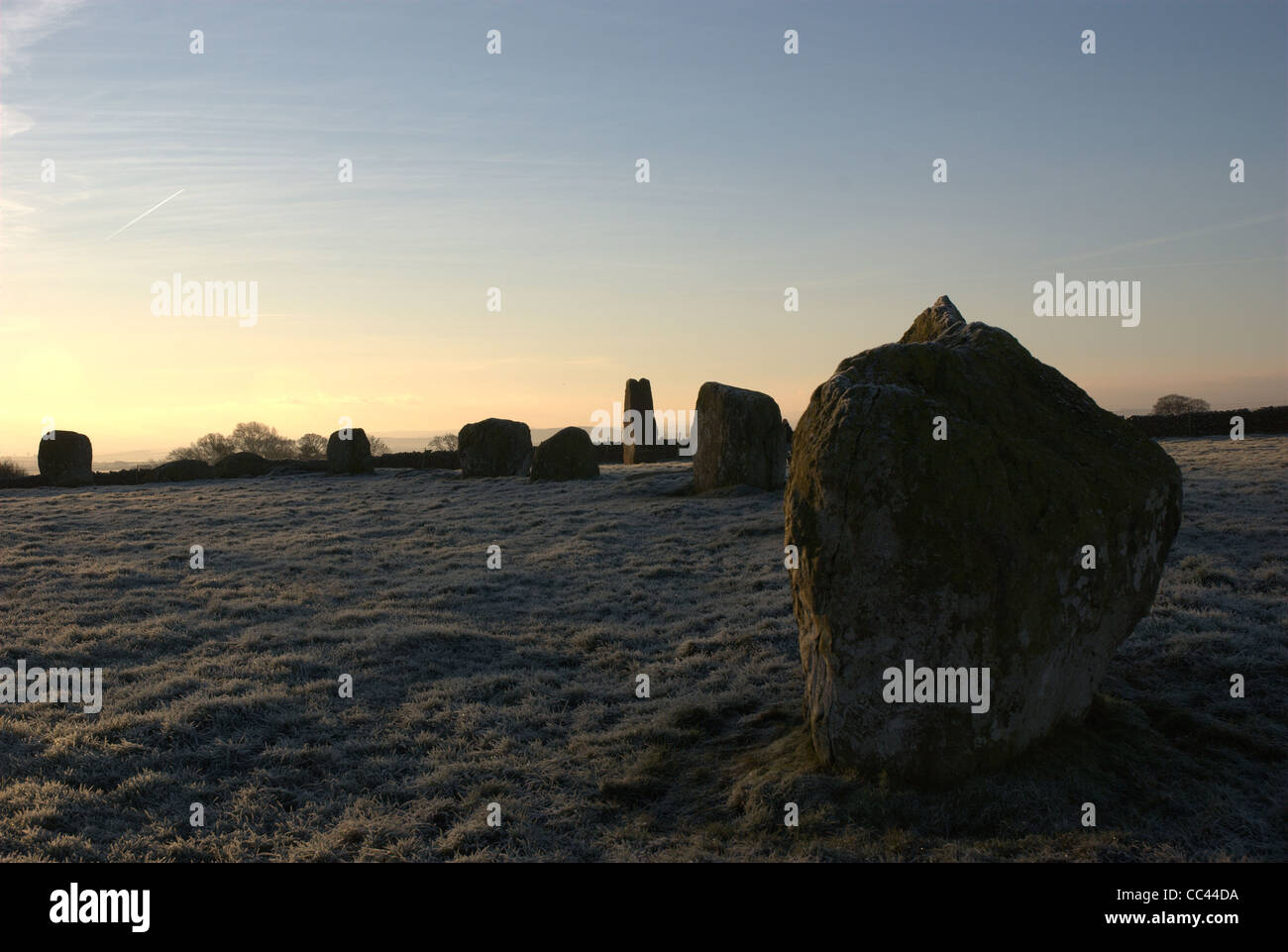 Long meg neolithic stone circle Stock Photo - Alamy