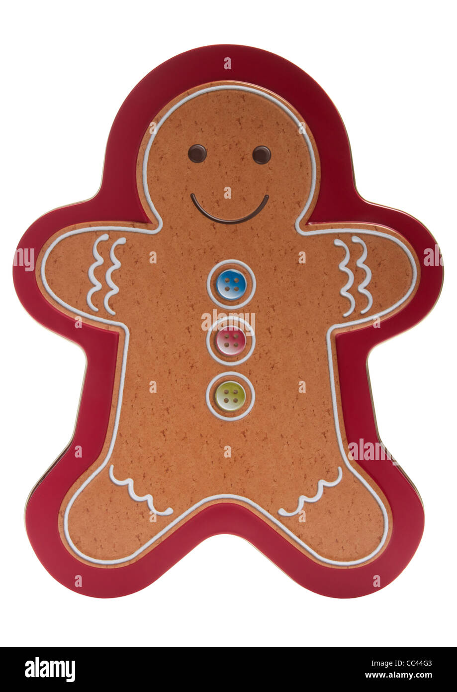 Gingerbread man tin on white background Stock Photo - Alamy