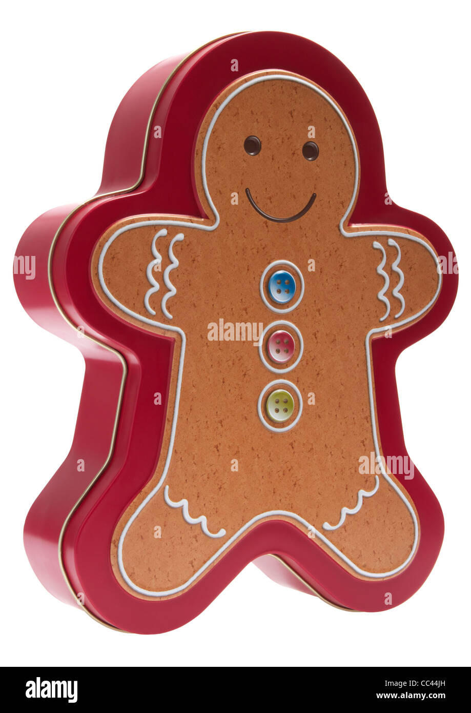 Gingerbread man tin on white background Stock Photo - Alamy