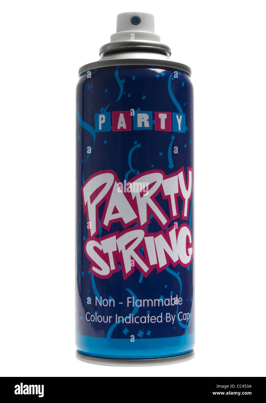 Can of silly spray string on white background Stock Photo - Alamy