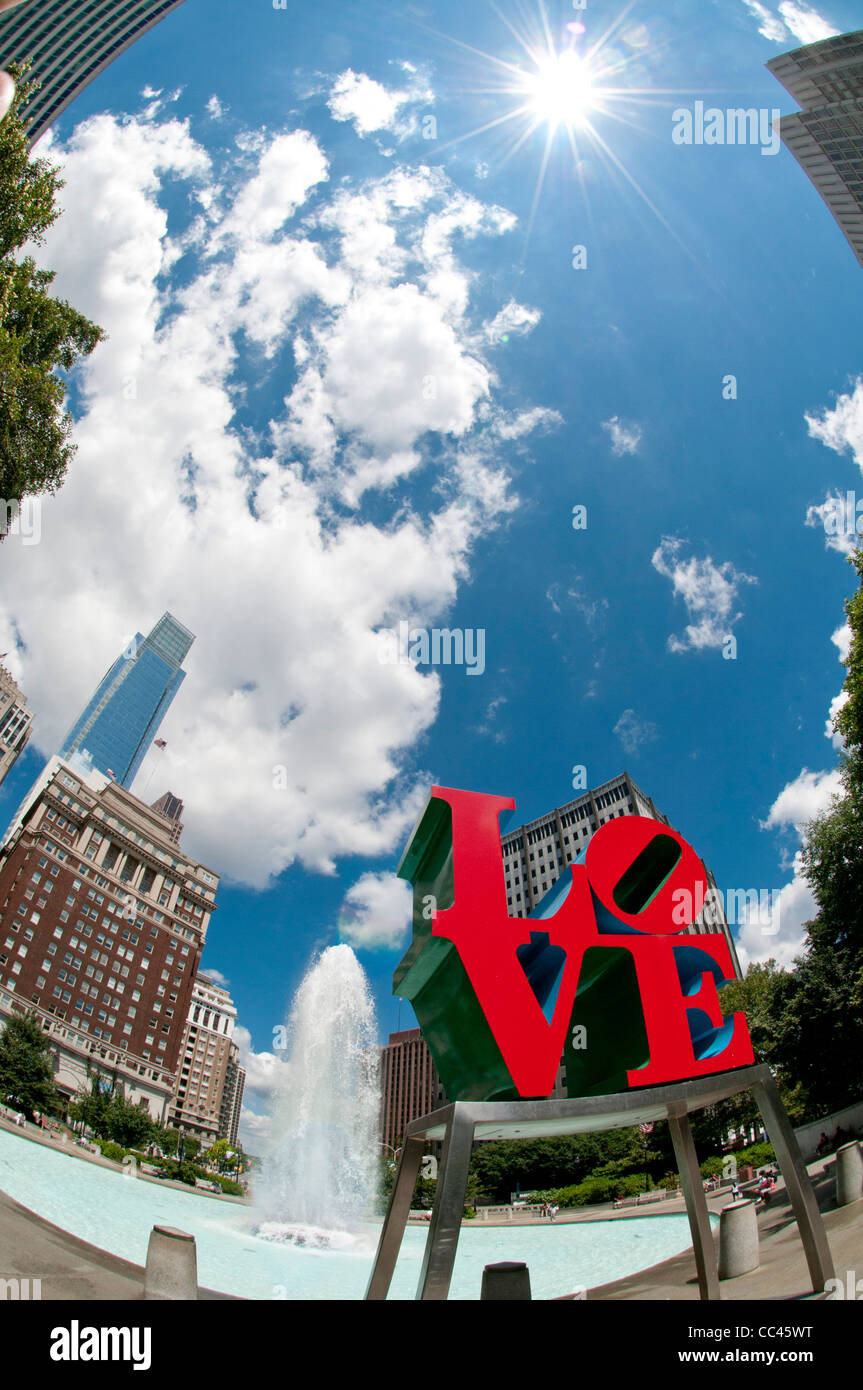 Love Park Philadelphia with Robert Indiana's Love sculpture Stock Photo ...