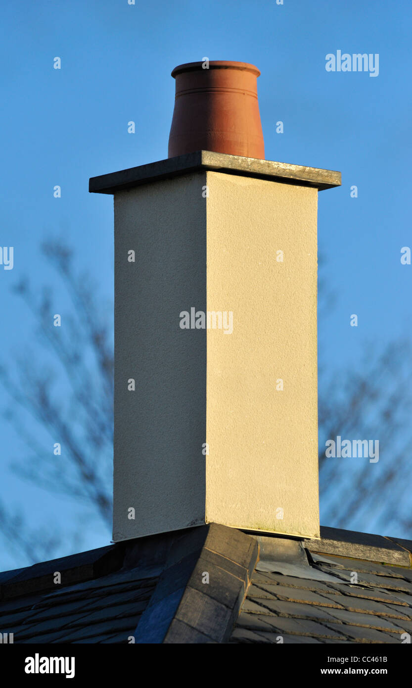 21st.Century chimney stack with one pot. Lound Place, Kendal, Cumbria ...
