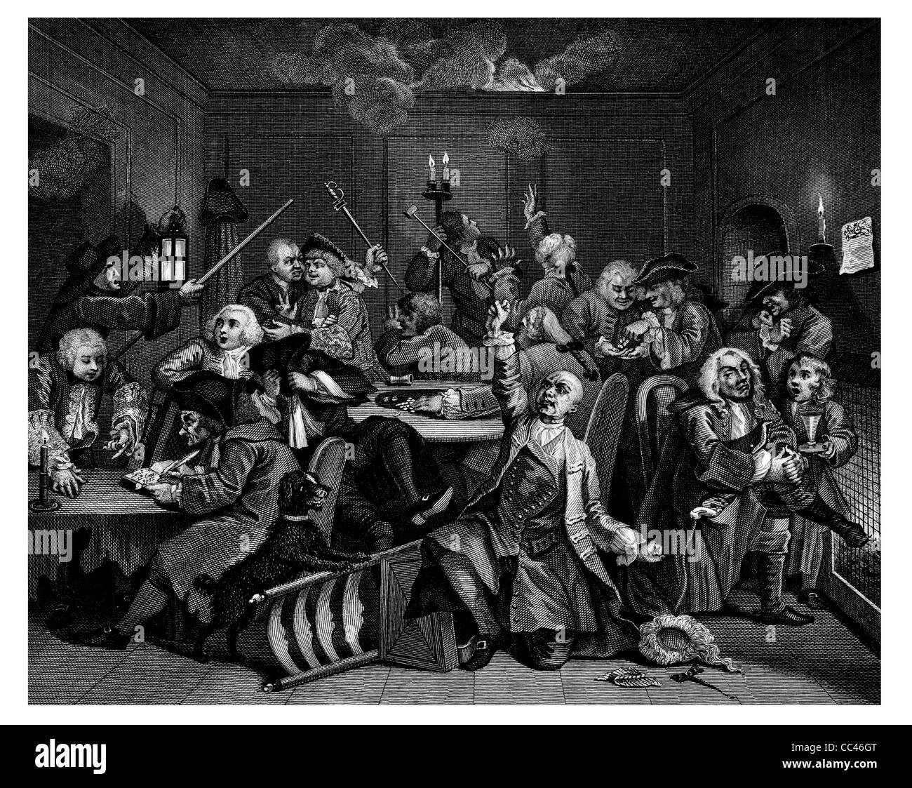 Hogarth the Rake's progress praying prayer gambling den casino Soho's ...