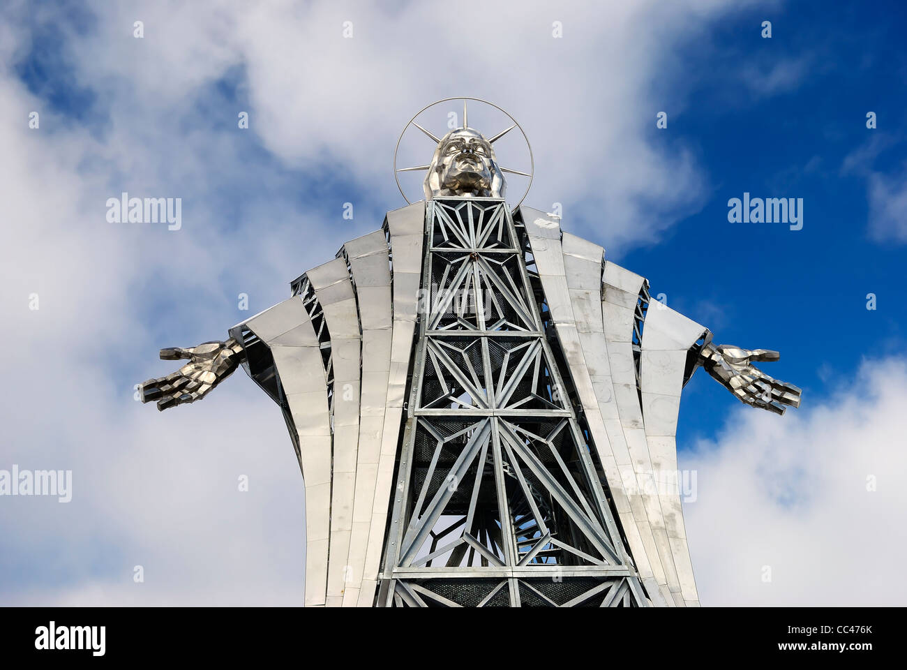 The largest statue of Jesus Christ in East Europe against blue sky ...