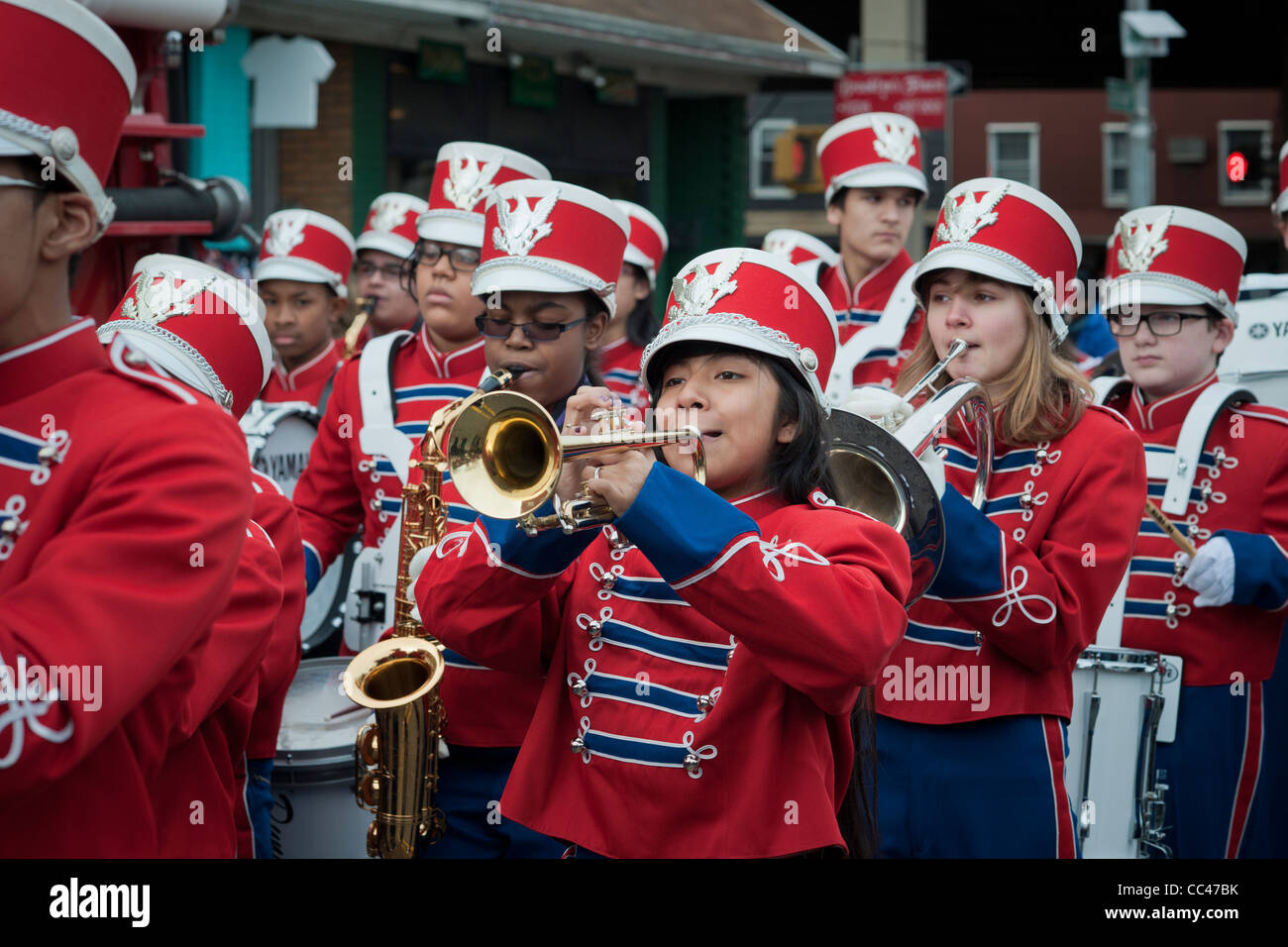 Marching band in the annual Three Kings Day Parade in the Bushwick ...