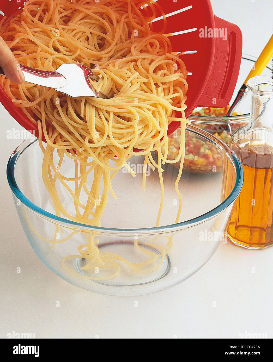 Kitchen: Spaghetti Salad With Vegetables Brunoise 2 Stock Photo - Alamy