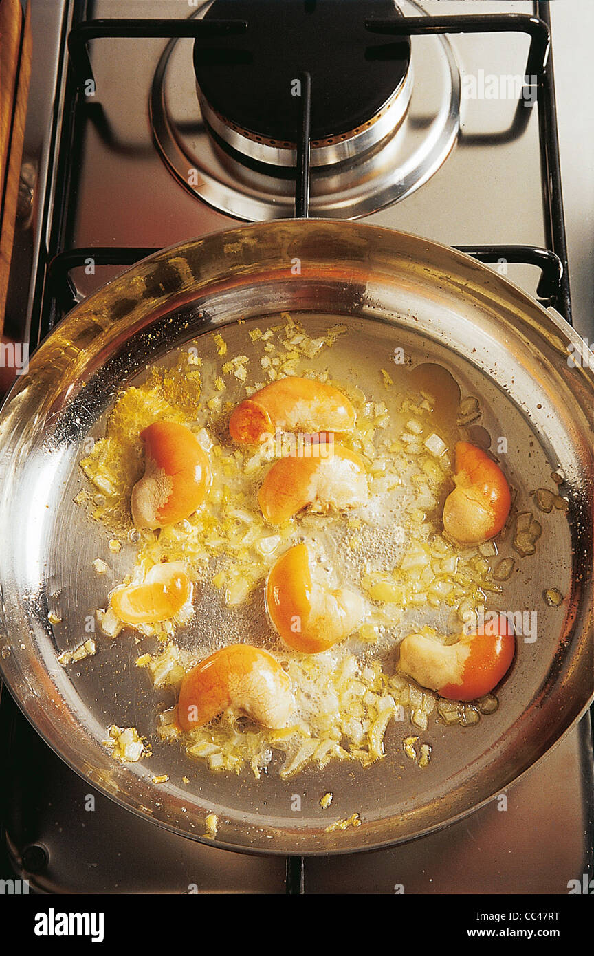 Kitchen: Rice To Coral Bellows Scallop 1 Stock Photo - Alamy