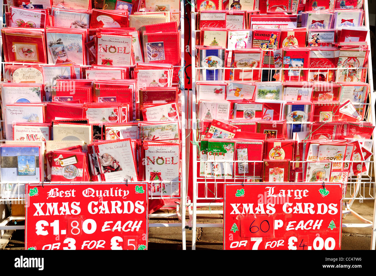 Christmas Cards Market Stall Chesterfield England Stock Photo - Alamy