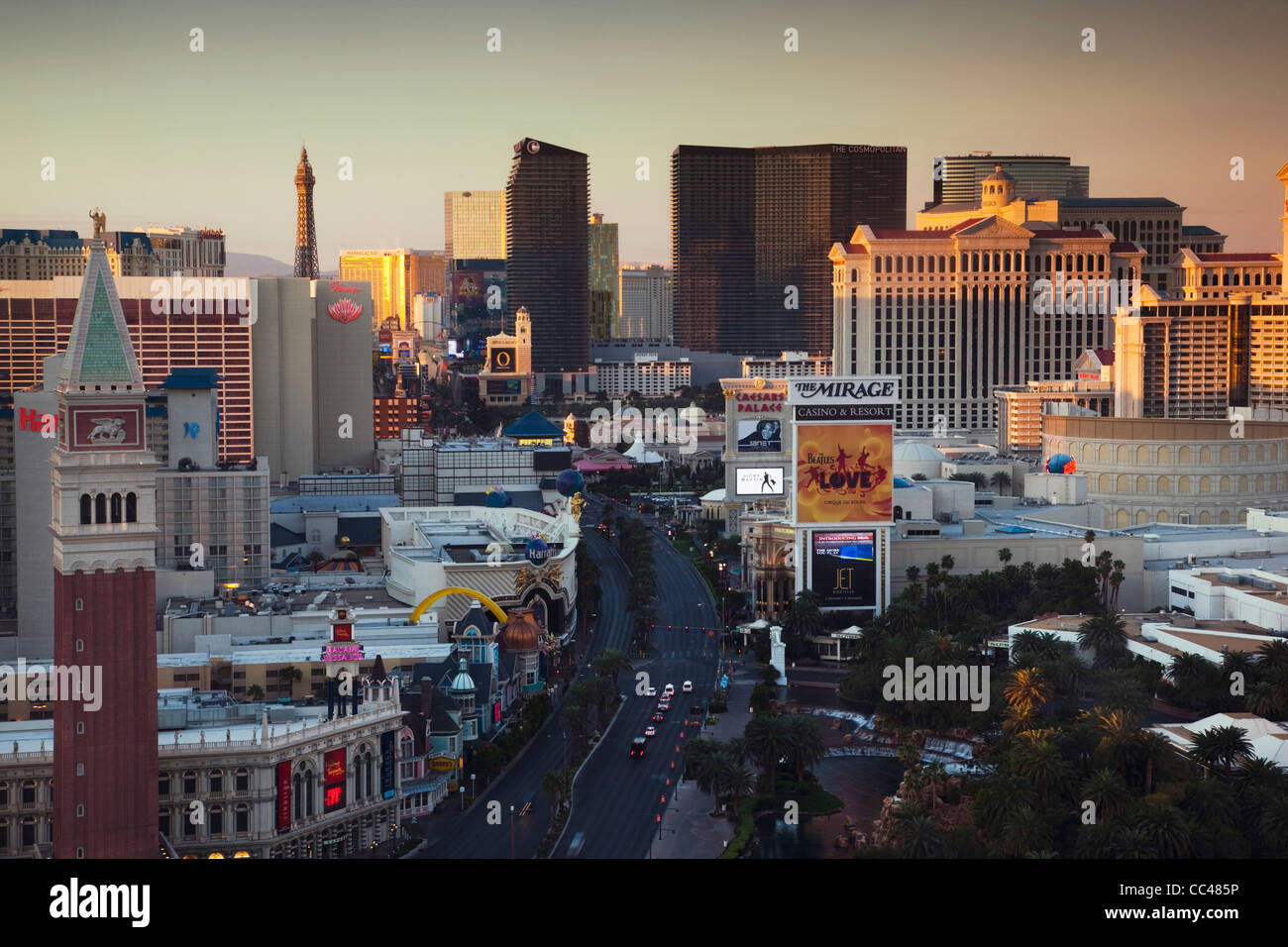 USA, Nevada, Las Vegas, The Strip, Las Vegas Boulevard, high vantage ...