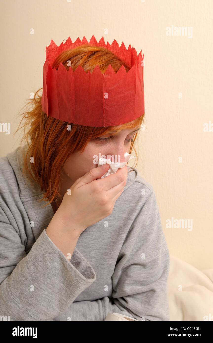 Young Women Suffering With Cold At Christmas Stock Photo - Alamy