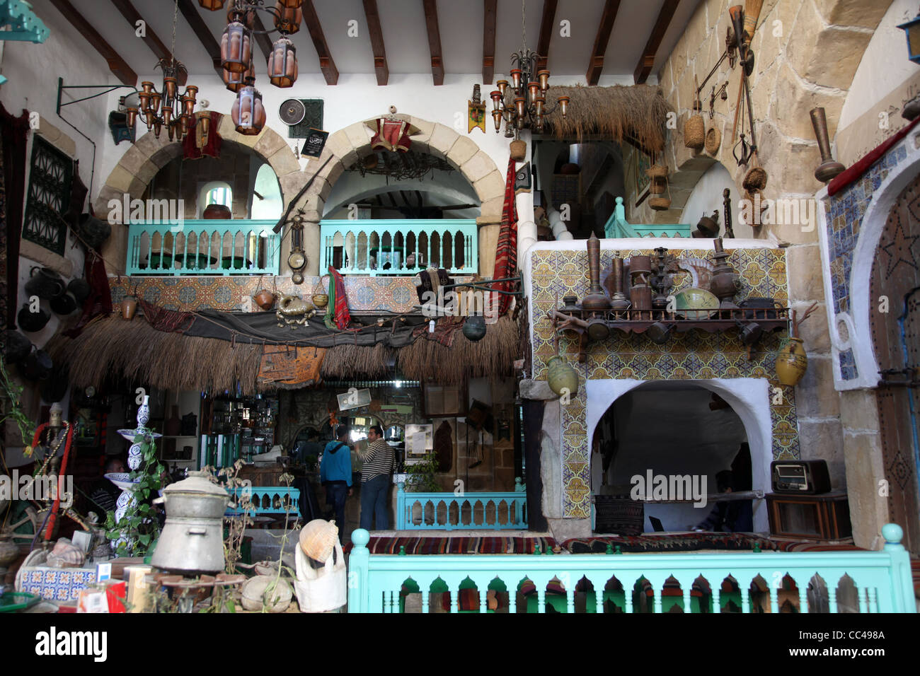 Interior of Arabic coffee bar, Sousse, Tunisia Stock Photo - Alamy