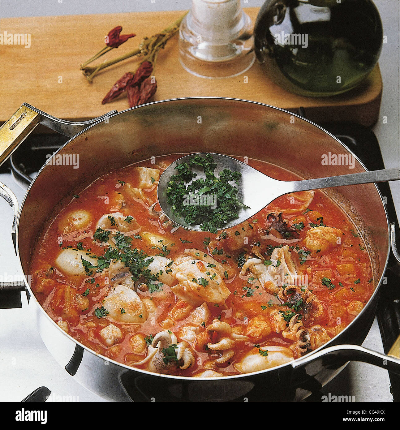 Kitchen: The Maccheroncelli Fish Soup 3 Stock Photo - Alamy