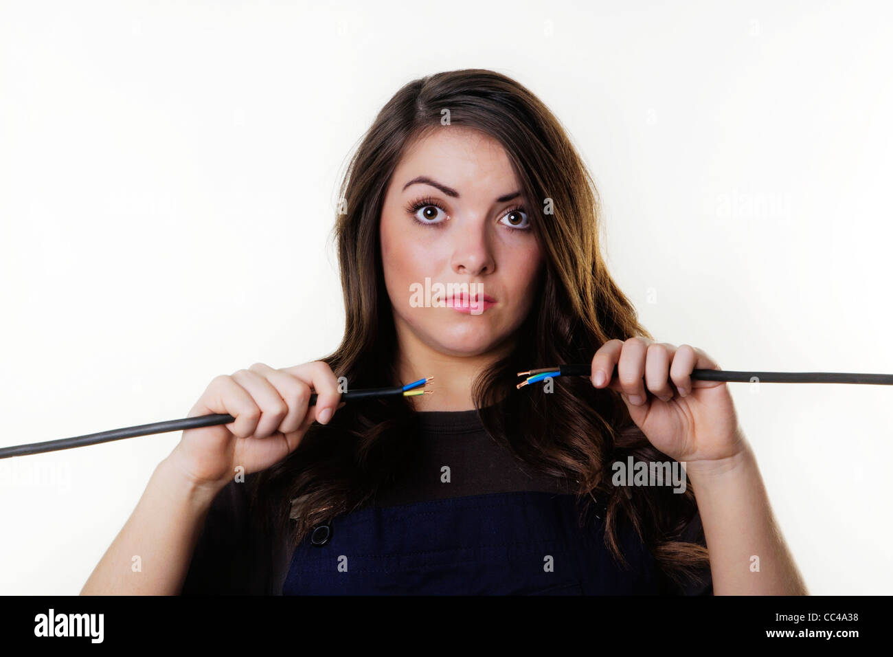 woman doing some electrical wiring Stock Photo - Alamy