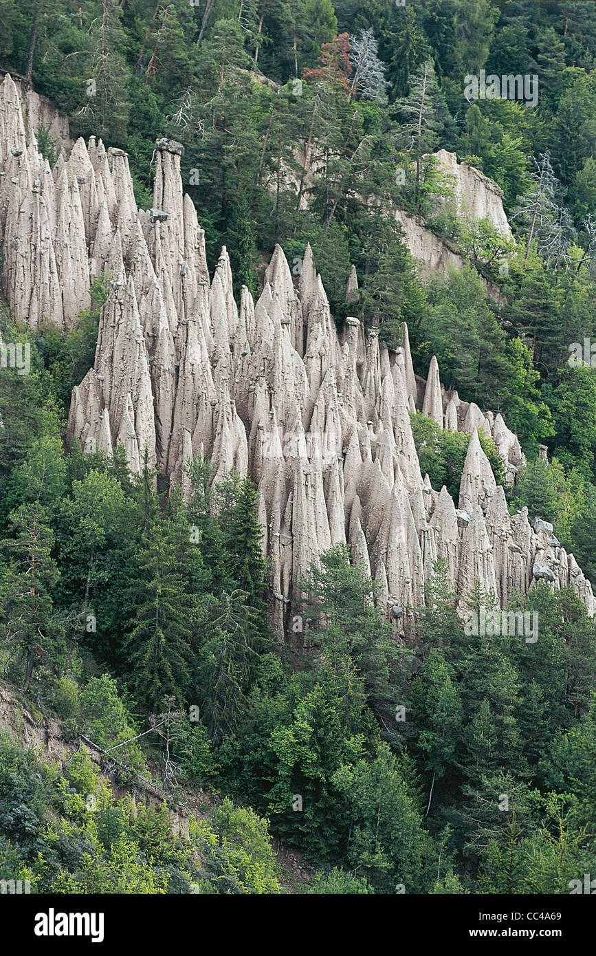 Renon Plateau Trentino South Tyrol (Bz) Pyramids Of Land Stock Photo ...