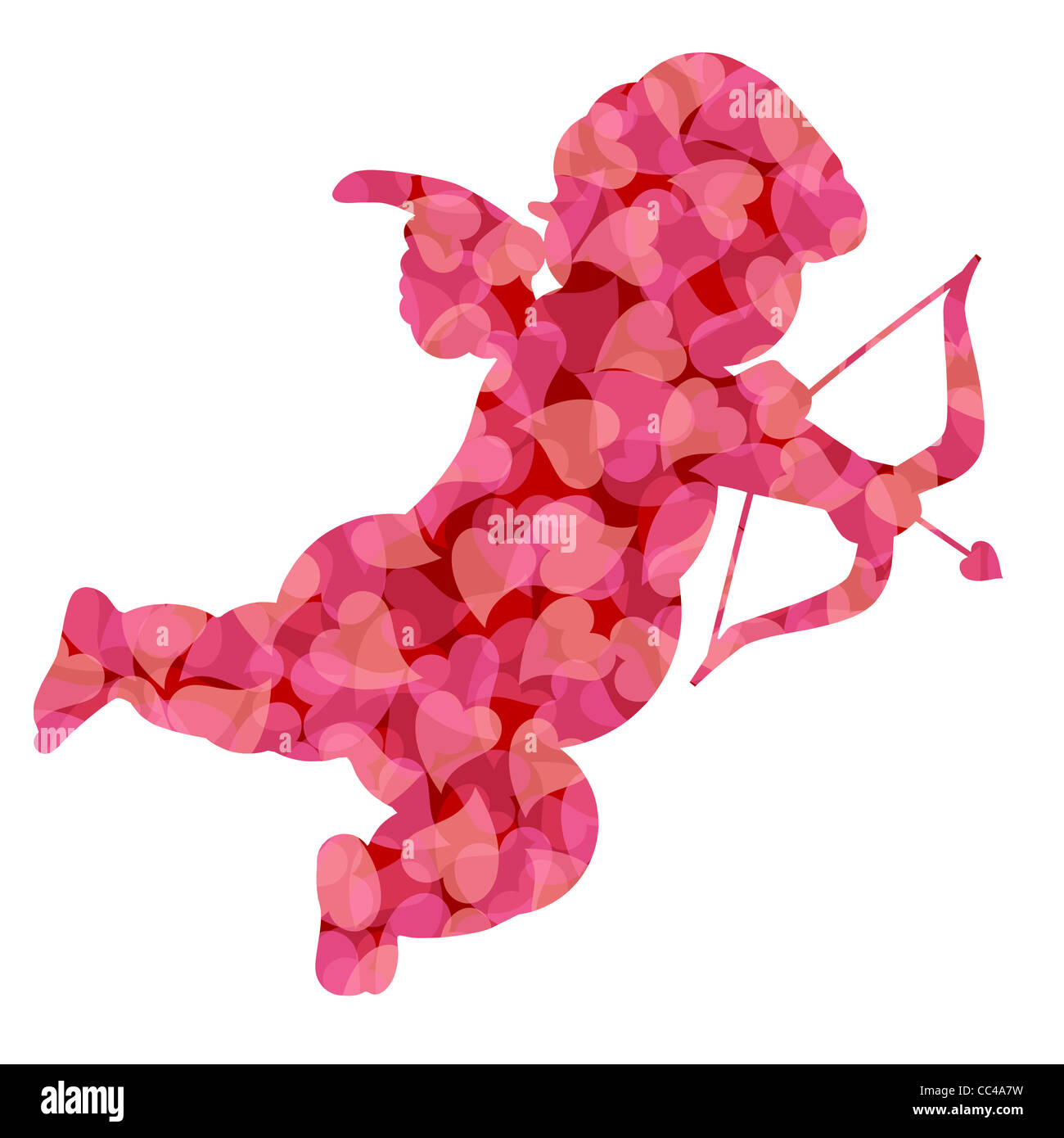 Cute Valentines Day Cupid Silhouette with Pink Pattern Hearts ...