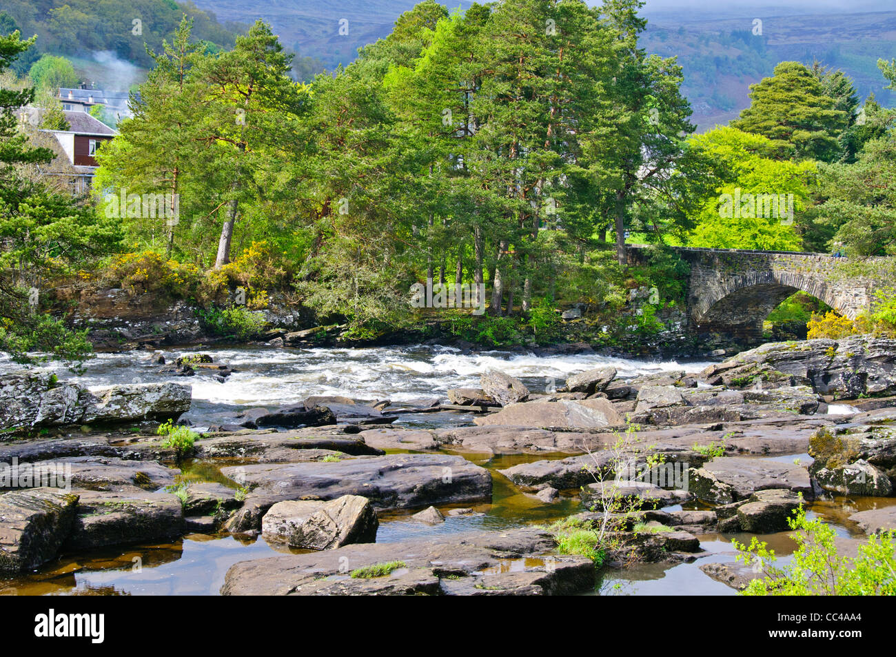 Falls of Dochart are situated on the River Dochart at Killin in ...