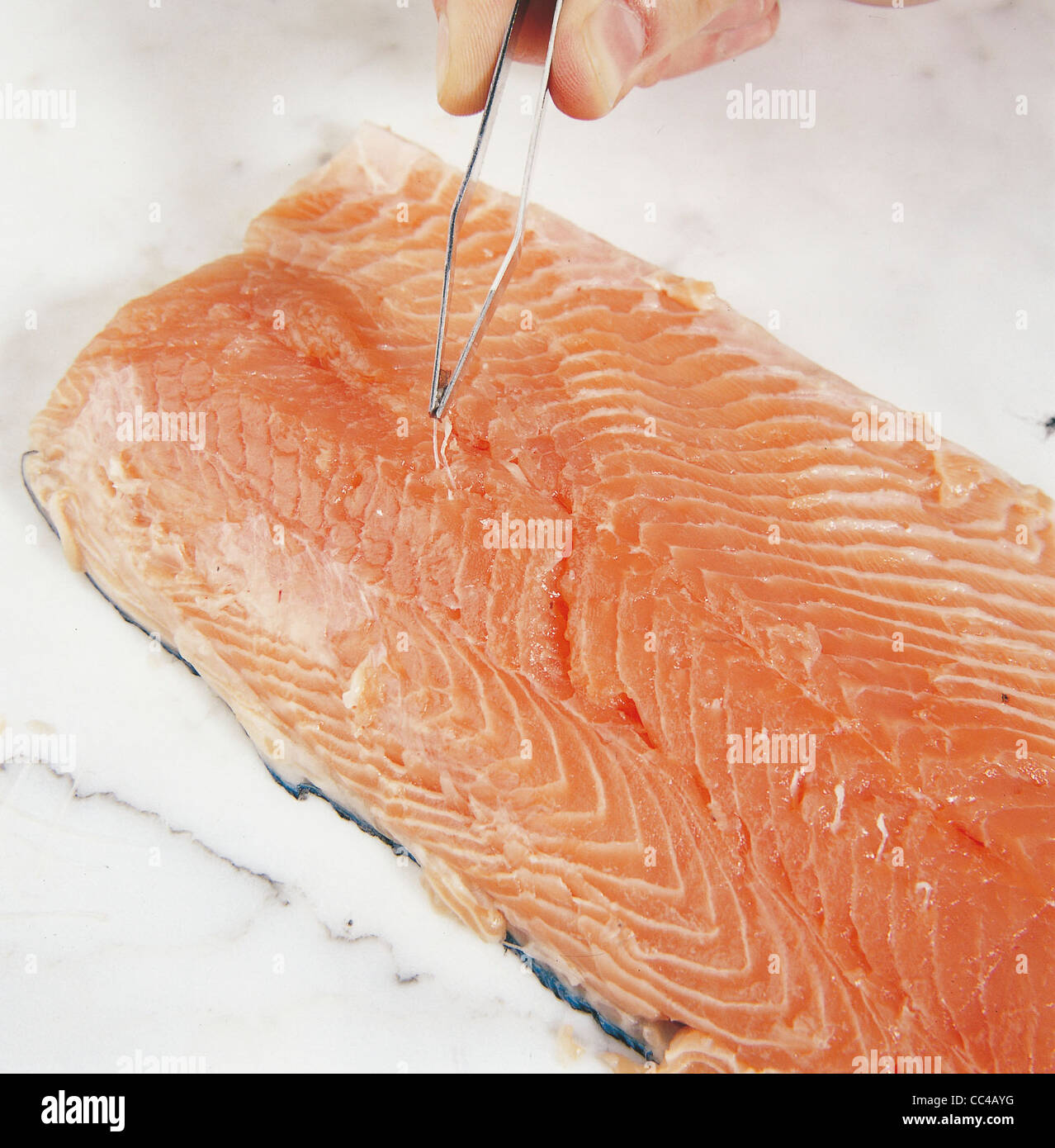 Cuisine: How To Cut Salmon Fillet, And (3 Stock Photo - Alamy