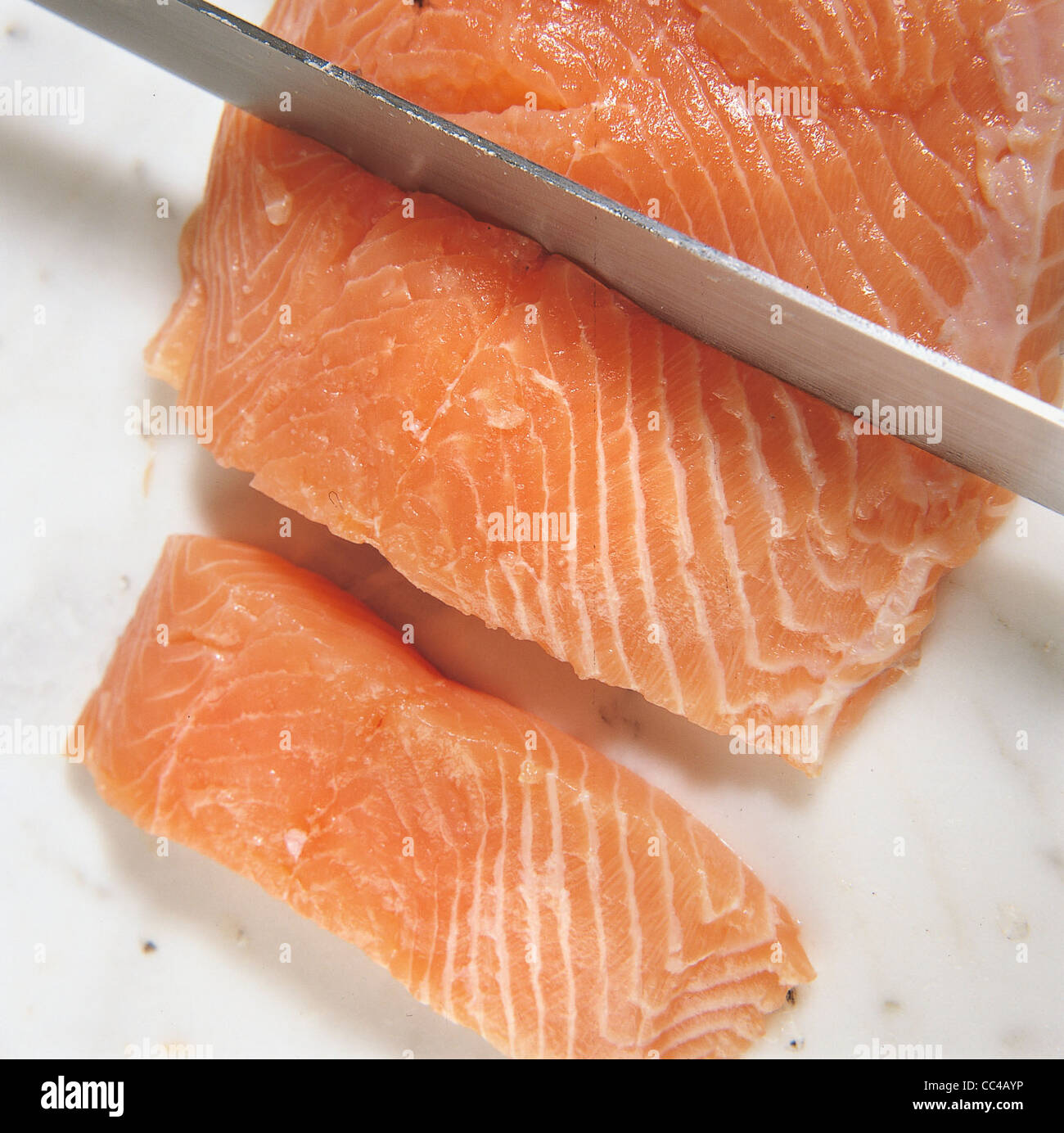 Cuisine: How To Cut Salmon Fillet, And (5 Stock Photo - Alamy