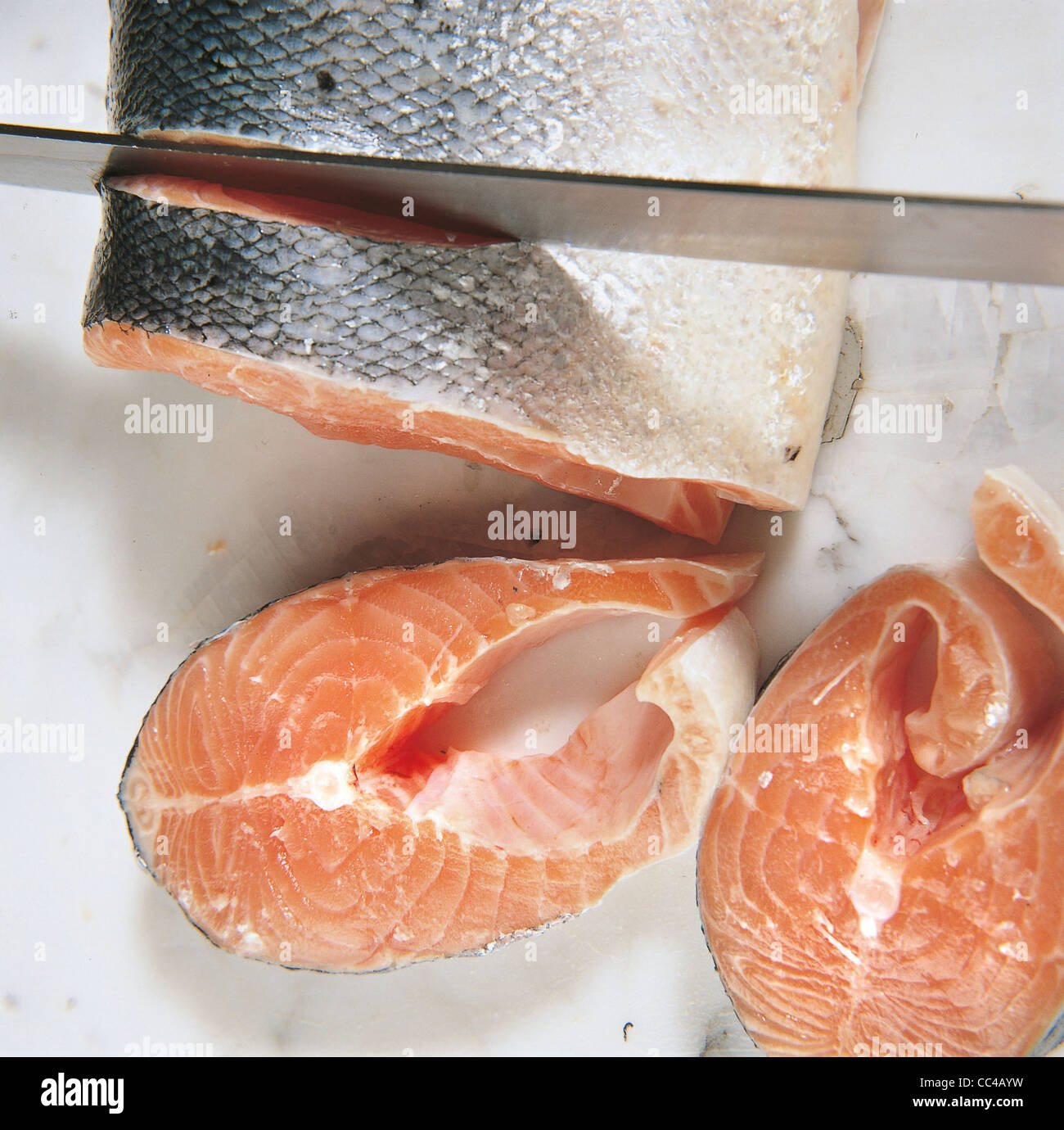 Cuisine: How To Cut Salmon Fillet, And (6 Stock Photo - Alamy