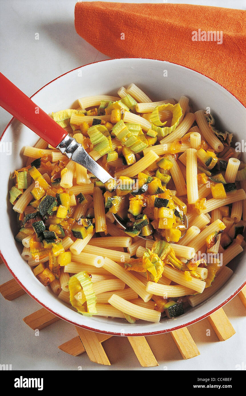 Kitchen: Timbale Pasta And Zucchini Blossom 5 Stock Photo - Alamy