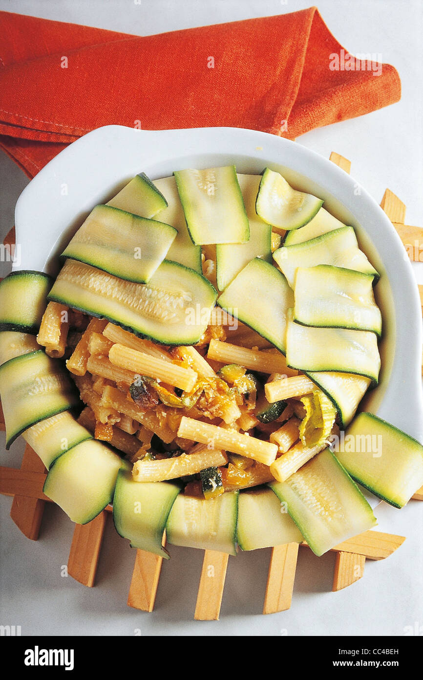 Kitchen: Timbale Pasta And Zucchini Blossom 7 Stock Photo - Alamy