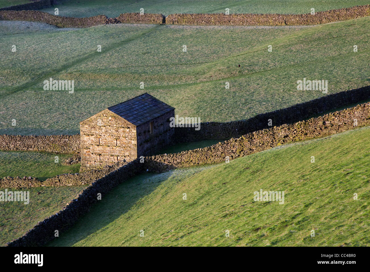Stony Limestone Barns & farm fields pasture, dry stone walls, Landscape ...