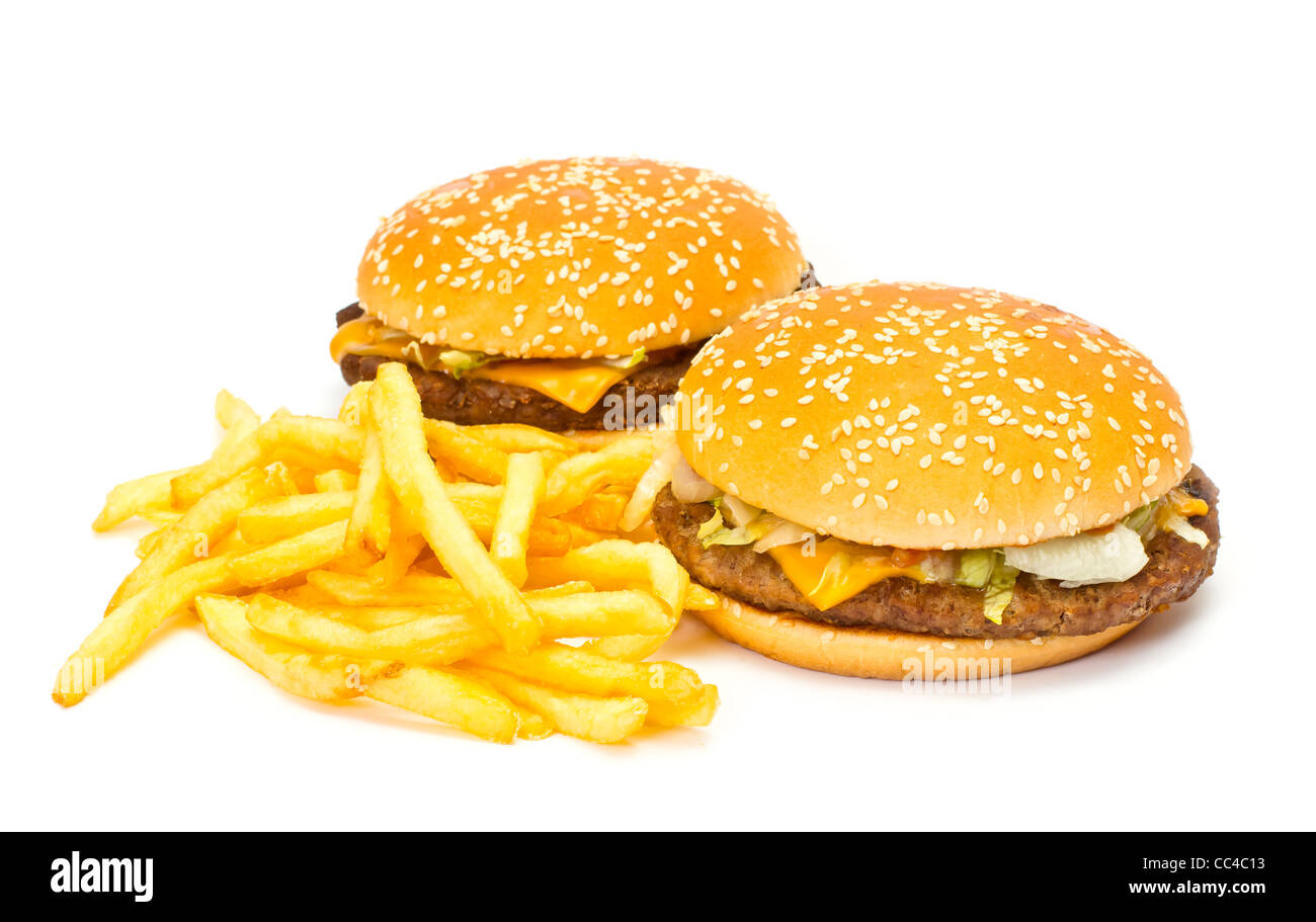 Cheeseburgers and french fries Cut Out Stock Images & Pictures - Alamy