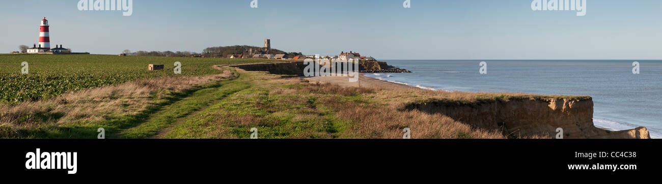A panoramic of Happisburgh Norfolk UK Stock Photo - Alamy