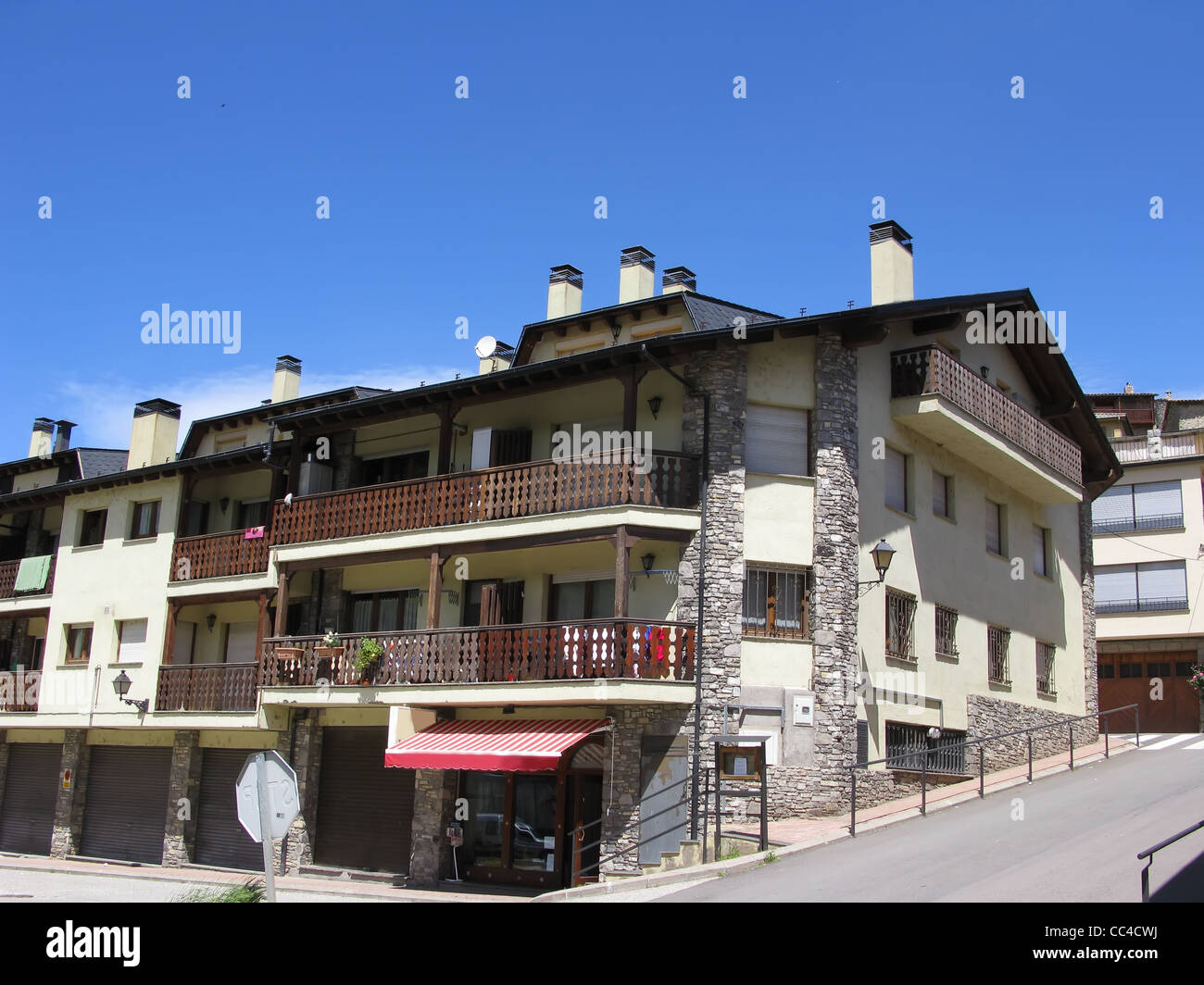 Stone and wood house in Pyrenees Stock Photo - Alamy
