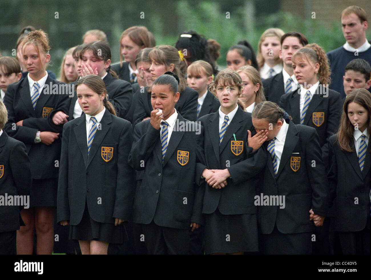 Pupils of Northicote School at the funeral of 12 year old twins Jodie ...