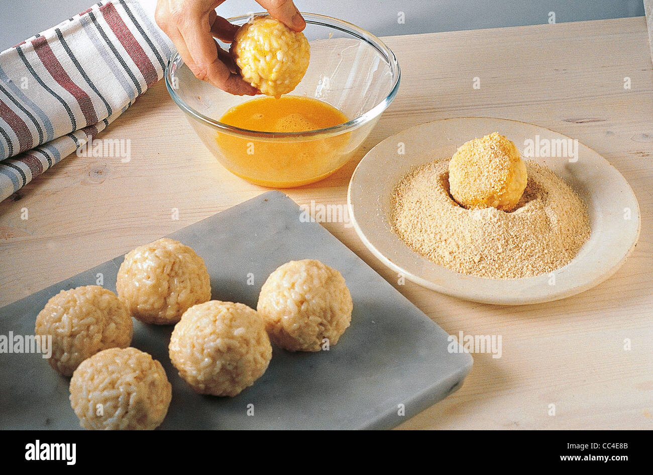 Cuisine: Deep-Fried Rice Balls Step 4 Stock Photo - Alamy
