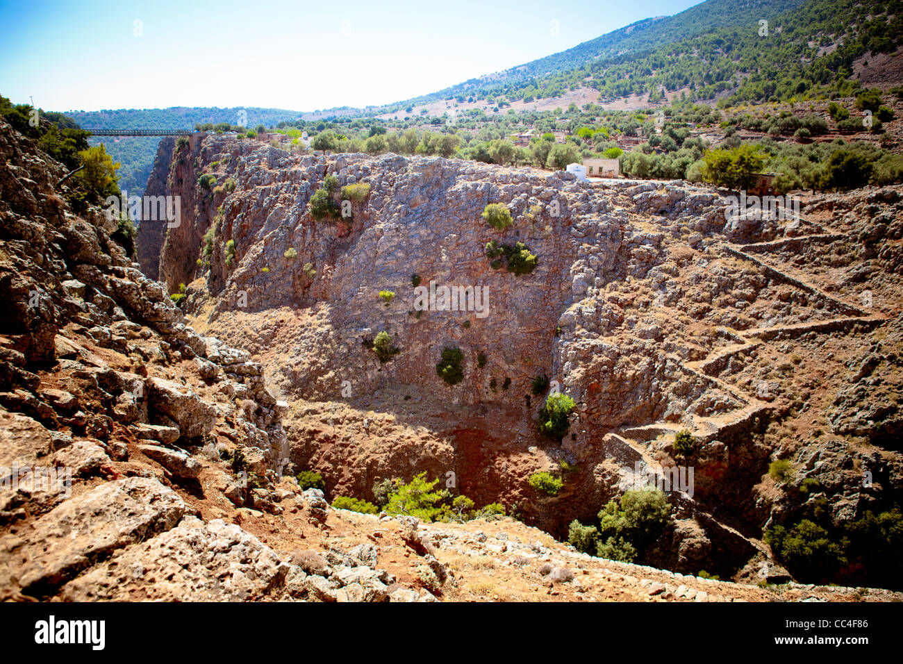 Bridge of Aradena gorge in West Crete that often used for bungee ...