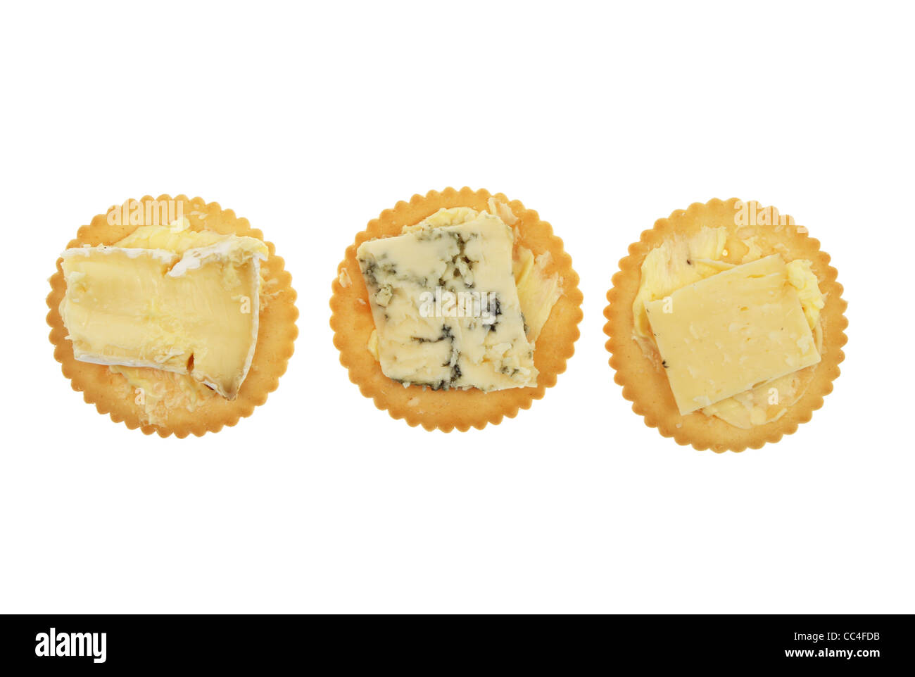 Selection of cheese and biscuits isolated against white Stock Photo - Alamy