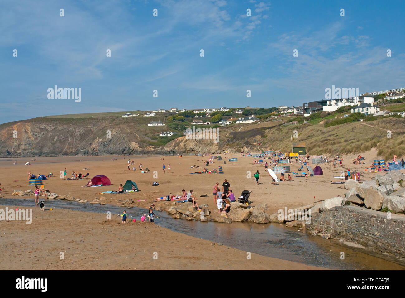 The beach at Mawgan Porth, near Newquay, North Cornwall Stock Photo - Alamy