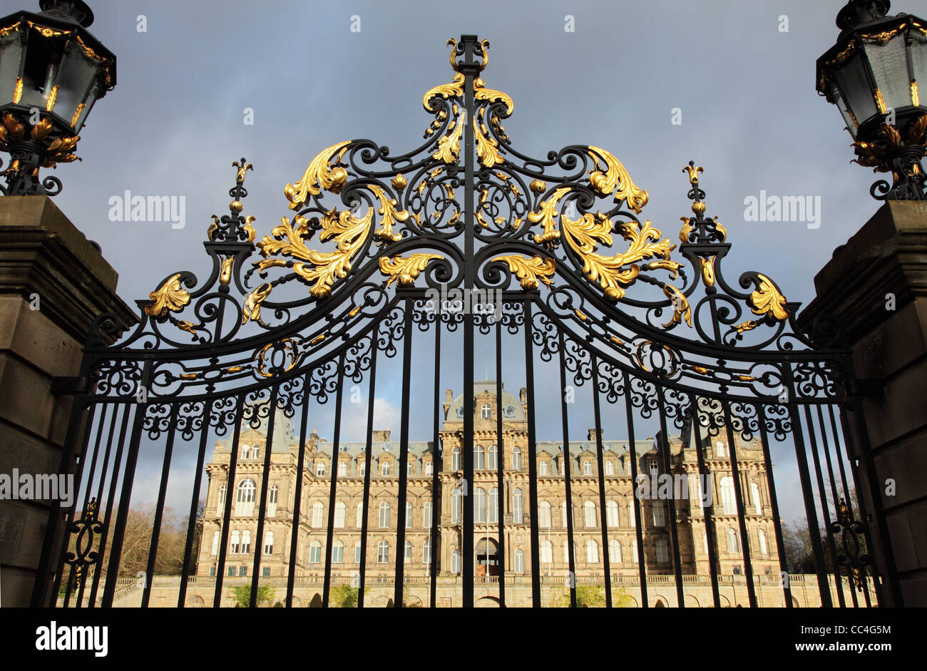 Ornate iron gates of Bowes Museum, Barnard Castle, north east England ...