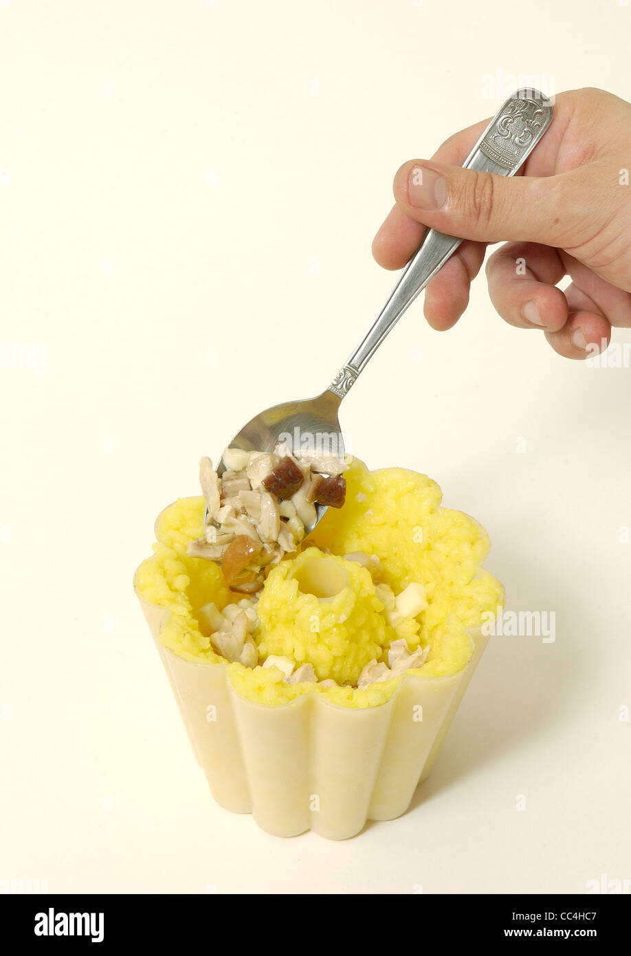 Cuisine: Ring Of Rice With Chicken And Mozzarella (3 Stock Photo - Alamy