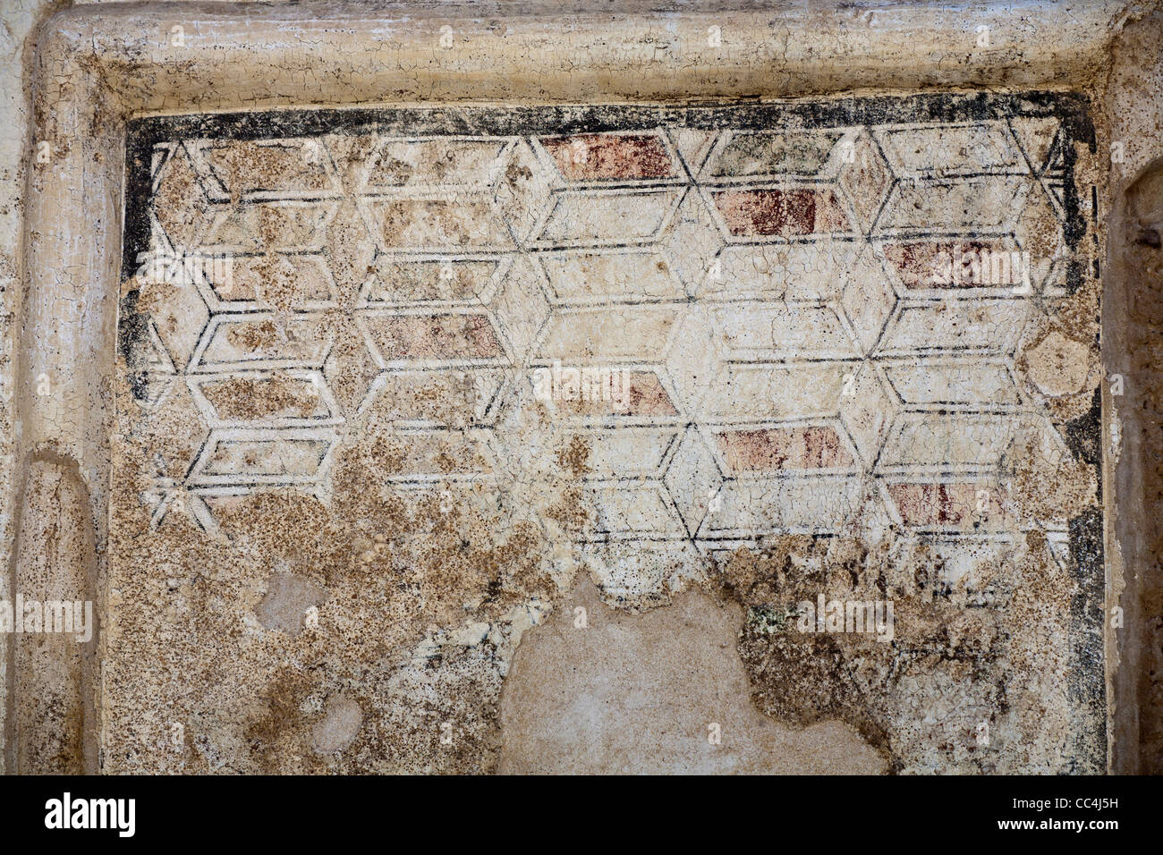 Painted and plastered wall panel within the Roman fortress and Temple ...