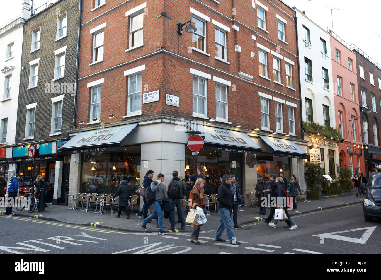 junction of old compton street and frith street in soho London England ...