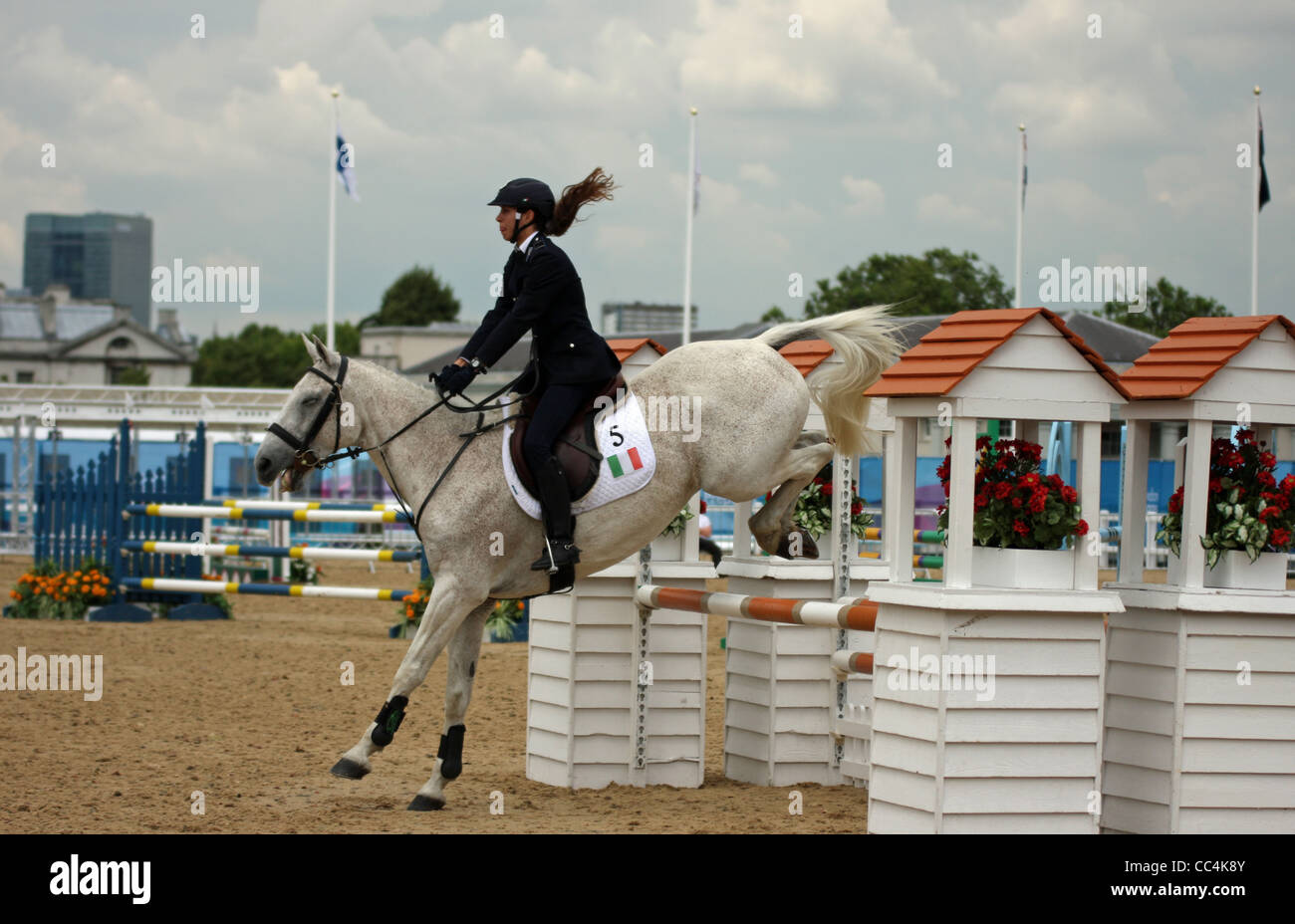 Claudia Cesarini of Italy in the show jumping at the womens modern ...