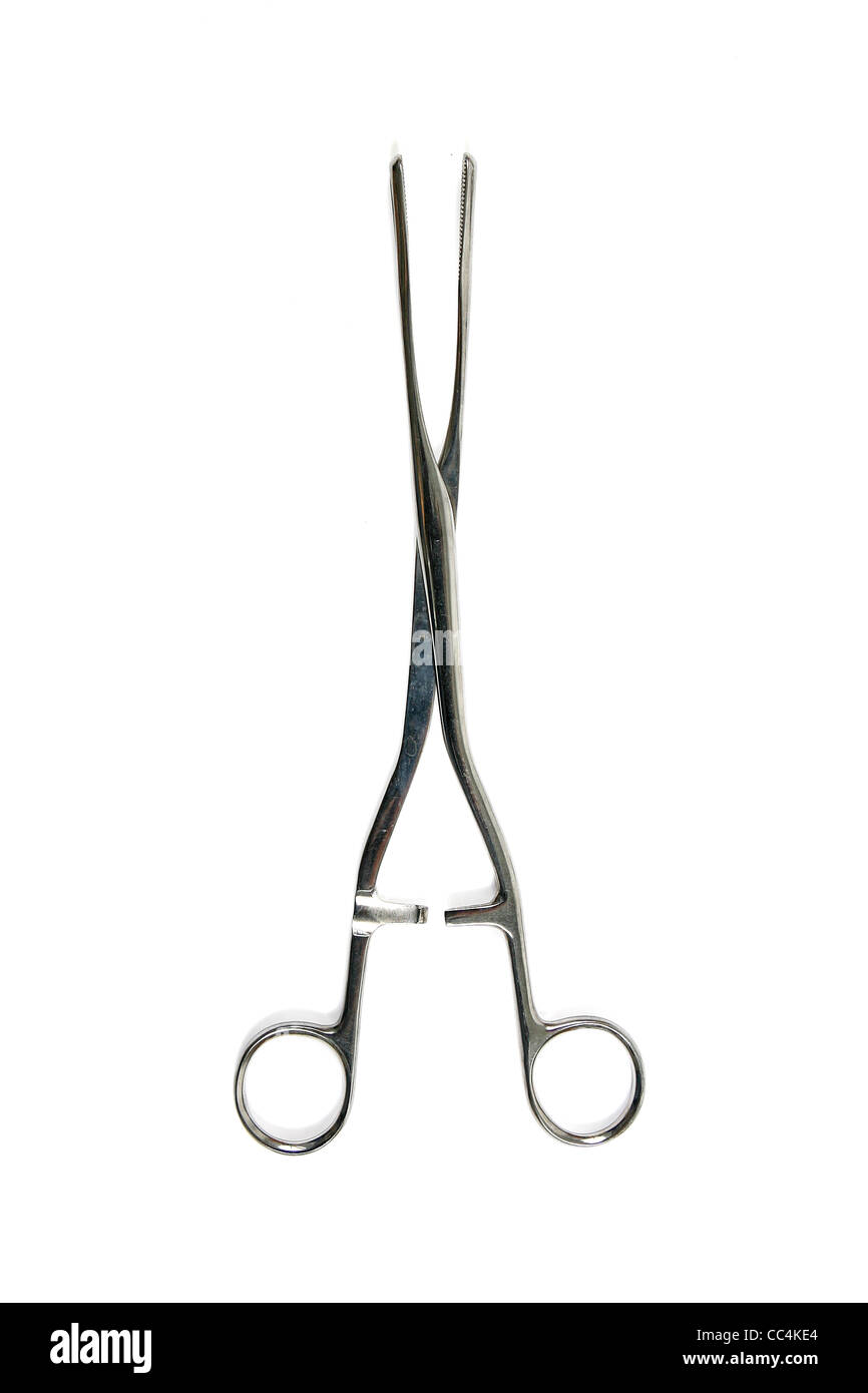 Open Forceps On A White Background Stock Photo - Alamy