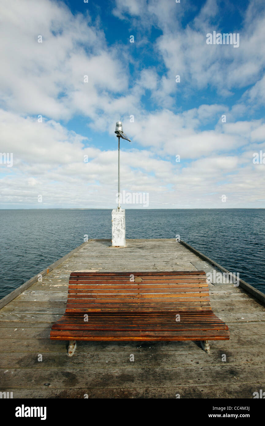 Bench on Ceduna Jetty, Murat Bay, South Australia, Australia Stock ...