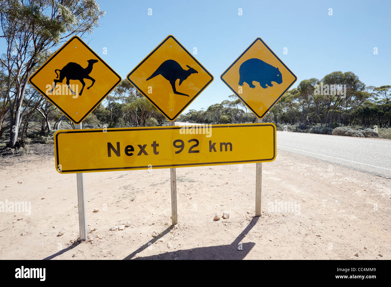 Camel, Kangaroo and Wombat sign, The Nullarbor Plain, South Australia ...