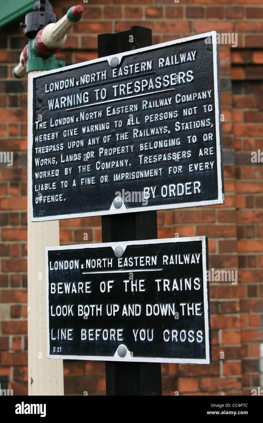 warning sign beware of the trains Great Central railway loughborough ...