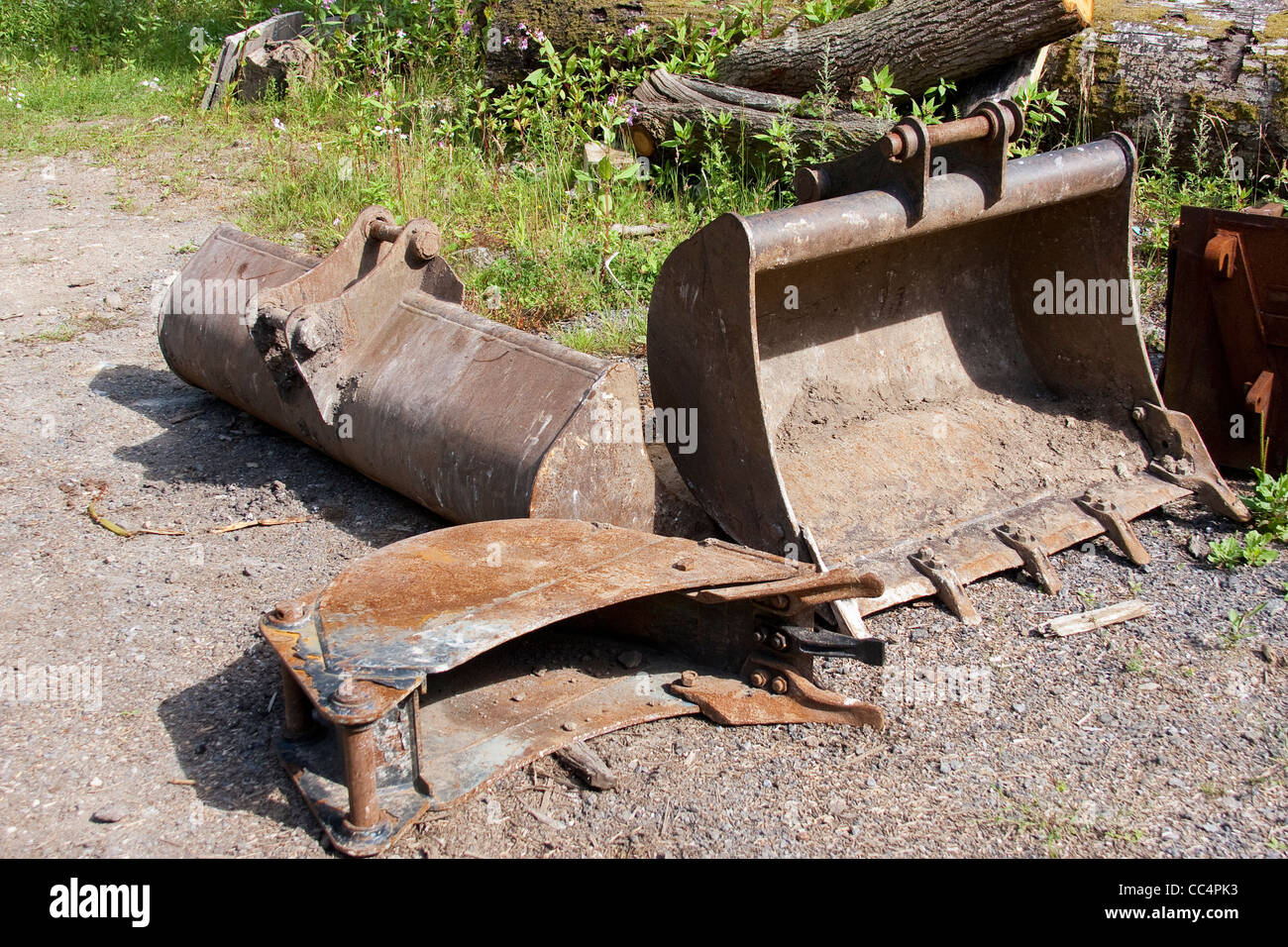 Industrial Digger Buckets in Yard Stock Photo - Alamy