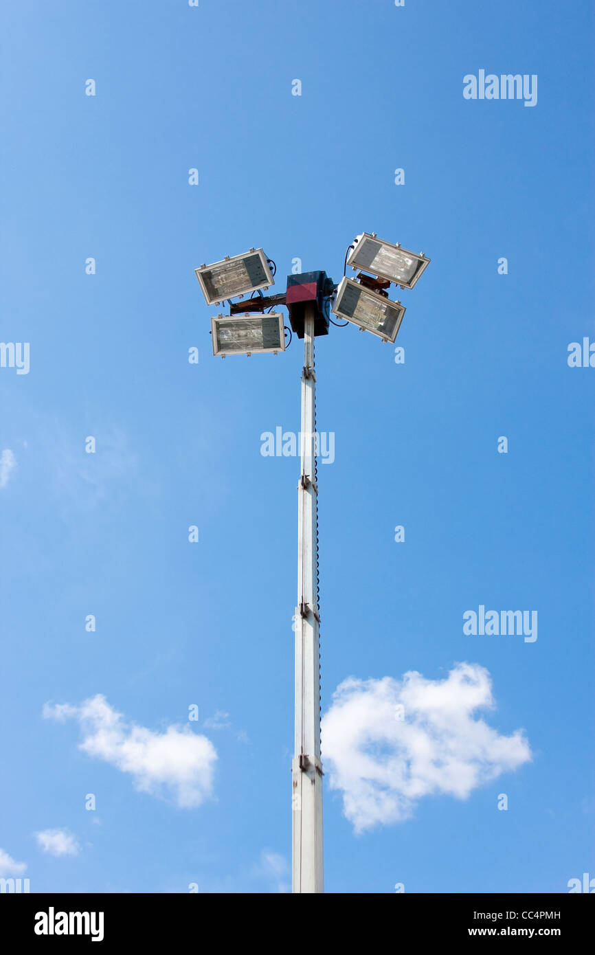 Lighting Column Spotlights Isolated Against Bright Blue Sky Stock Photo ...