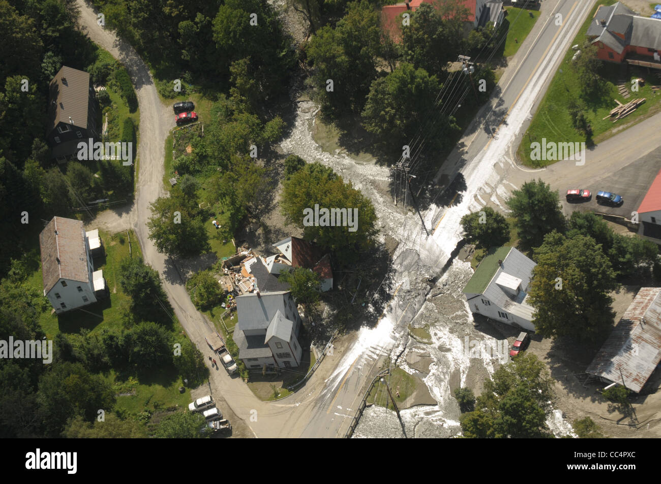 A damaged house which was destroyed by tropical storm Irene which hit ...