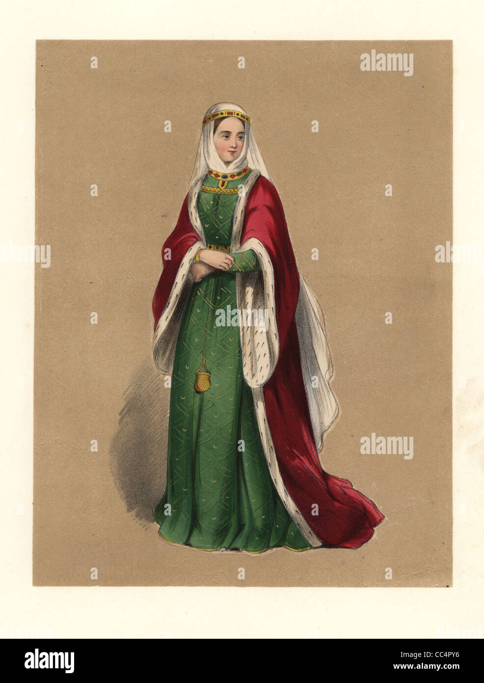 Dress of the reign of King Henry II, Curtmantle, 11541189 Stock Photo ...