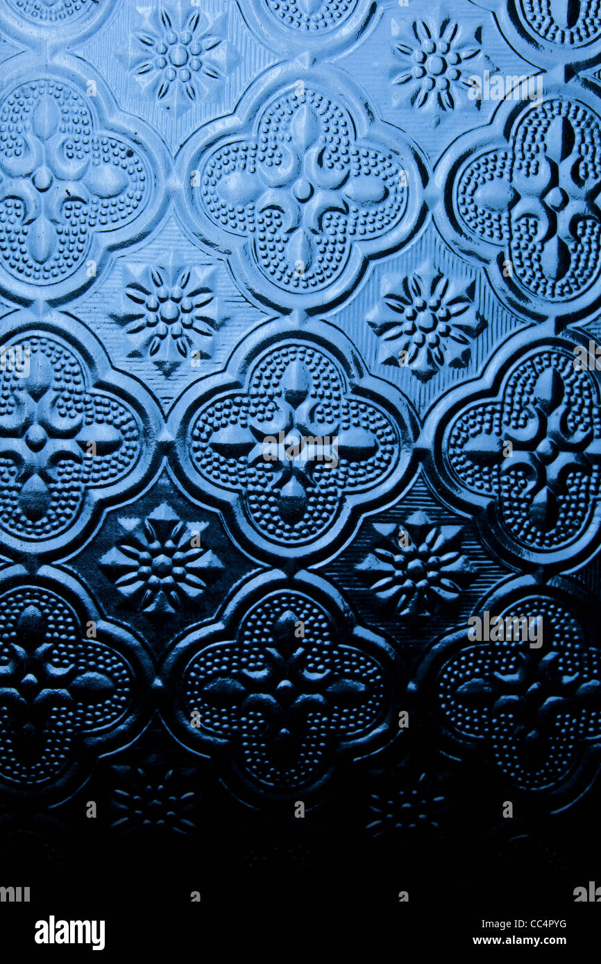 Blue Glass or stained glass regal old antique style pattern,rich colour ...