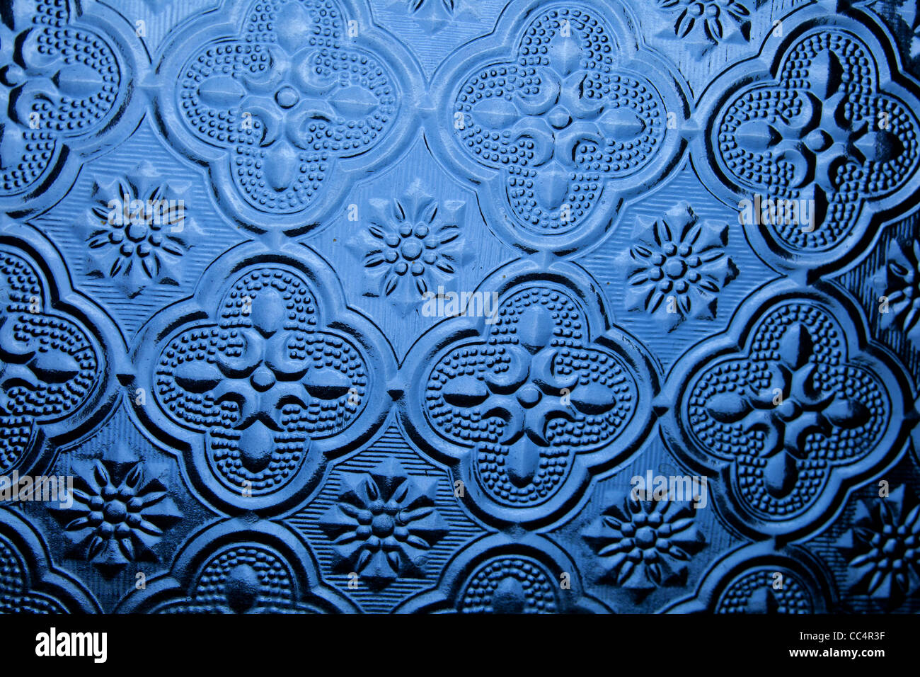 Blue Glass or stained glass regal old antique style pattern,rich colour ...